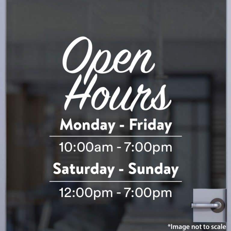 Open Hour Decal – StickerTitans.com