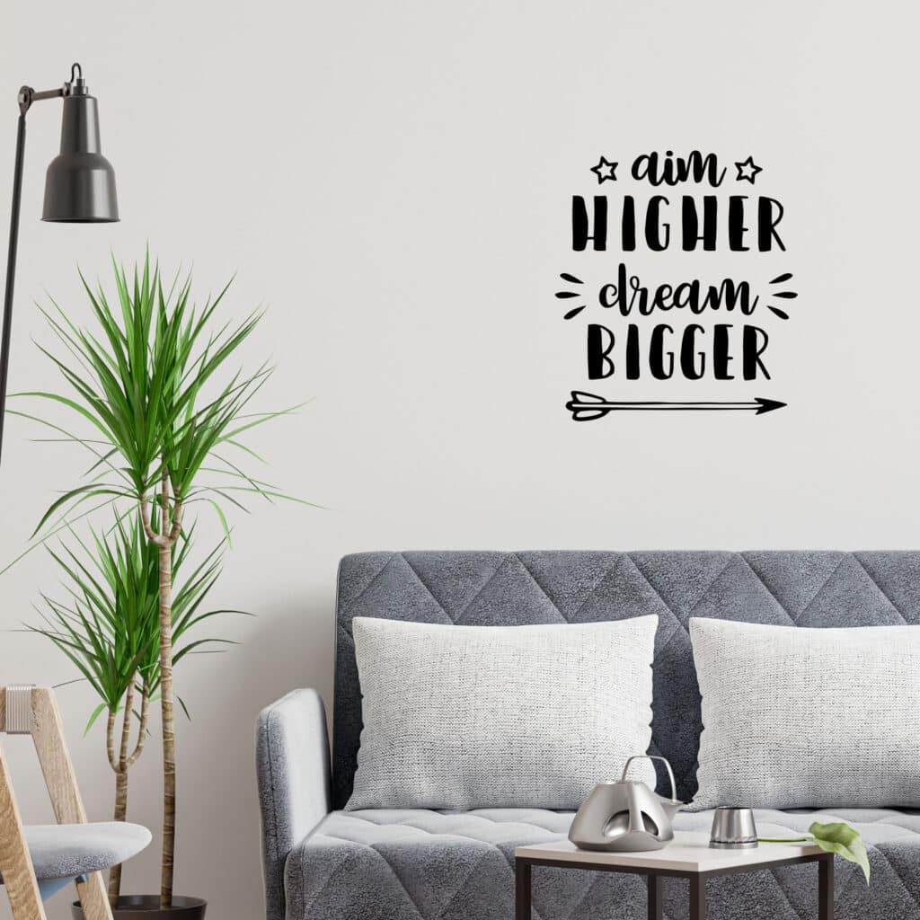 Aim Higher Dream Bigger – Decal – StickerTitans.com