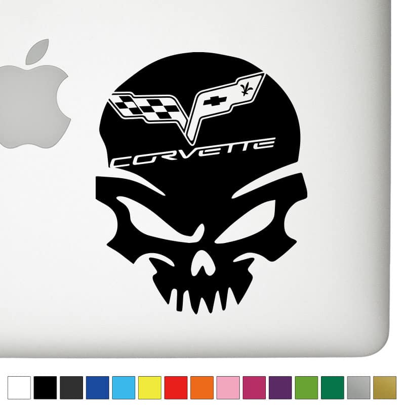 Chevy Corvette Ver.1 Badass Skull Decal – StickerTitans.com