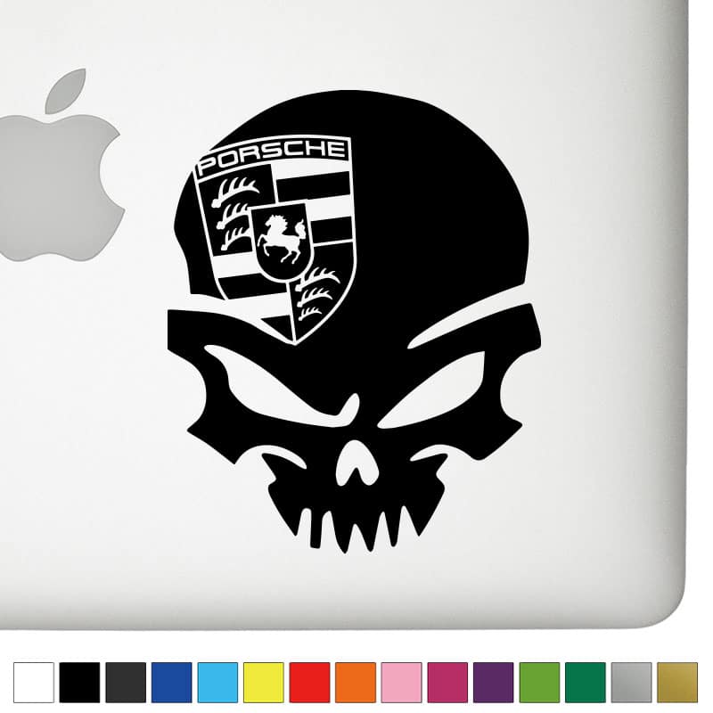 Porsche Ver.1 Badass Skull Decal – StickerTitans.com